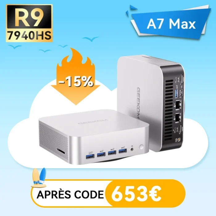 GEEKOM A7 Max : Mini PC Ryzen 9 et Radeon 780M 8K & USB4